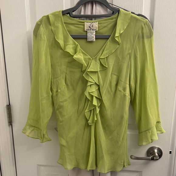 Ice | Tops | Ice Lime Green Ruffle Blouse | Poshmark